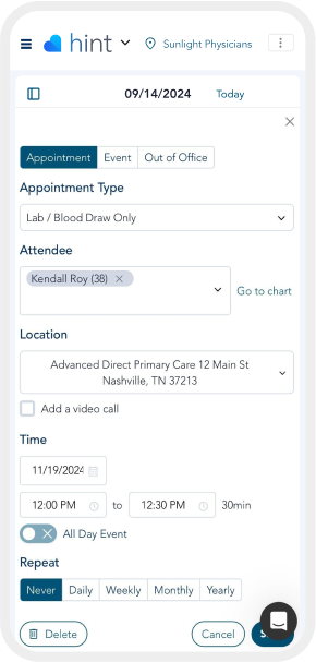Hint Clinical Calendar | All-In-One Scheduling Solution for Direct Care ...